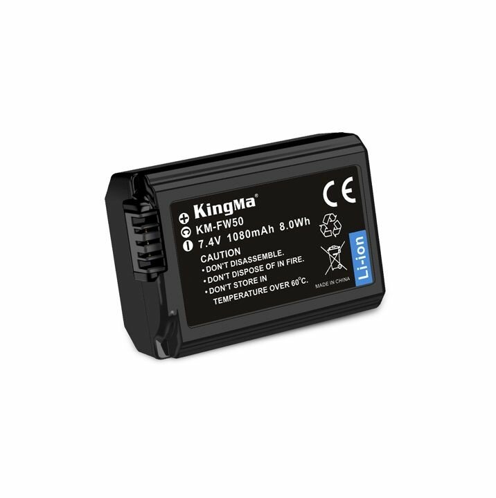 Аккумулятор для Sony a7, a7R, a6500, a5100, a3500, RX10, ZV-E10, QX1 / KingMa NP-FW50 (1080mAh) + защитный кейс батарея для фотоаппарата защитный чехол для аккумулятора совместимый с NP-FW50