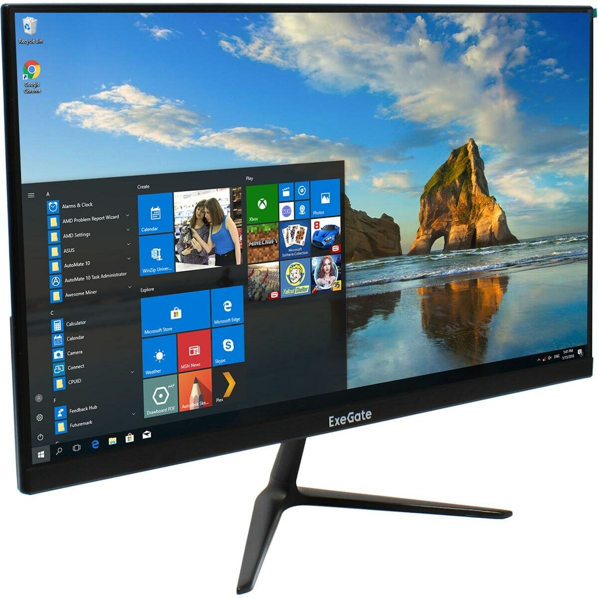 24.5" ЖК монитор ExeGate SmartView EH1500TA (LCD, 1920x1080, D-Sub, HDMI, DP)