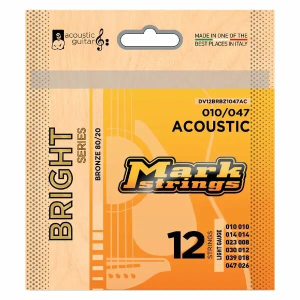 Струны для 12-струнной акустической гитары Markbass Bright Series Bronze 80/20 10-47