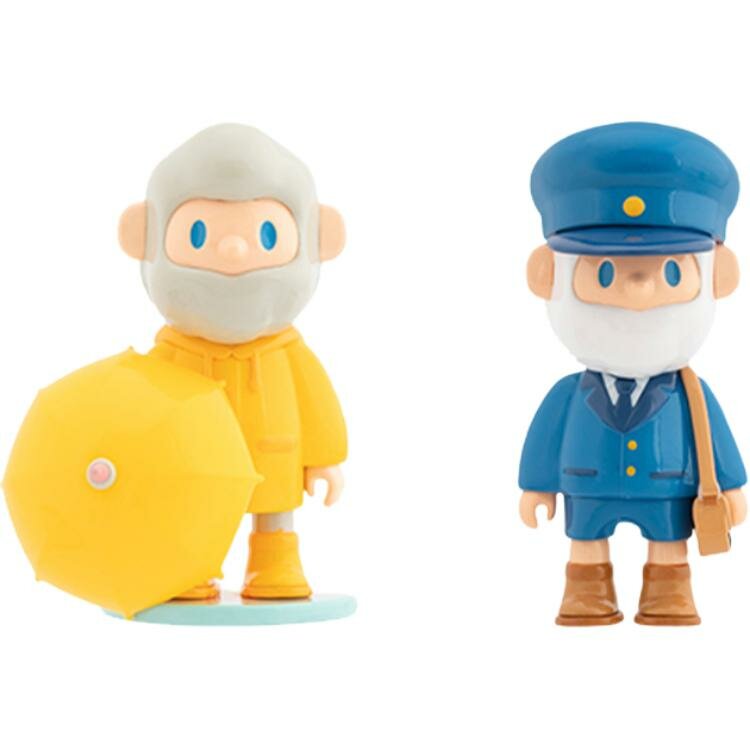 Набор коллекционных фигурок-сюрпризов FINDING UNICORN Farmer Bob Color Collection, Confirmed-Yellow-Raincoat Youth+Marine Blue-Postman (Open)