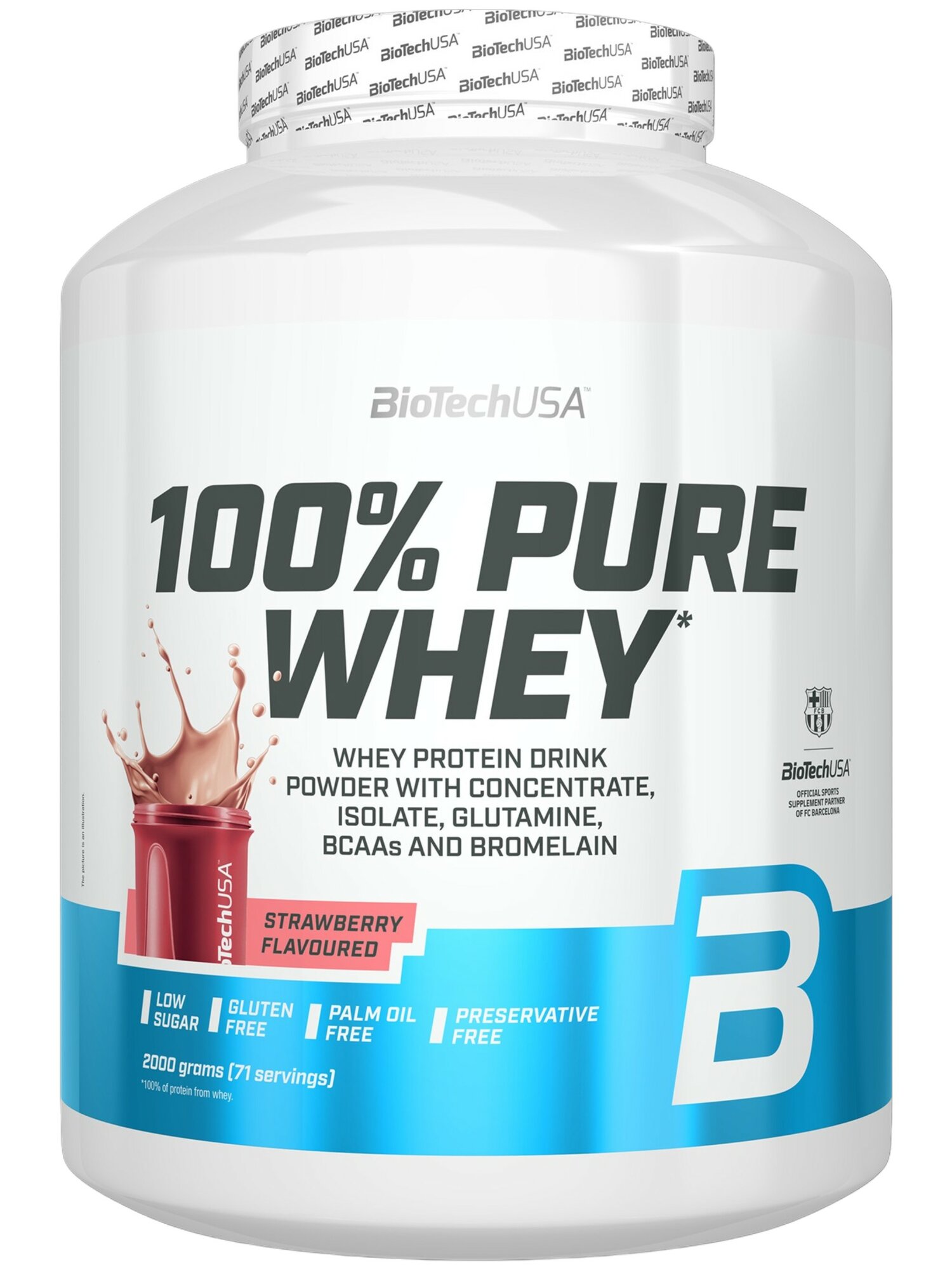 Сывороточный протеин BioTechUSA 100% Pure Whey 2000 г, Клубника