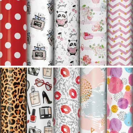 Бумага упаковочная Золотая Сказка For Women, 70x100 см, 10 дизайнов ассорти, 591915