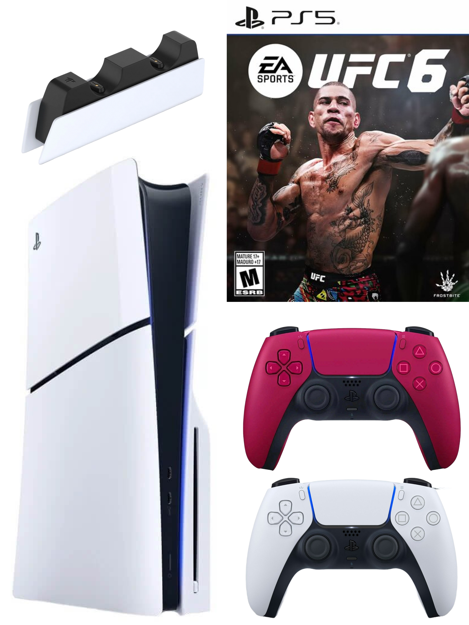 Игровая приставка Sony PS 5 Slim, 1ТБ(с дисководом)+2 геймпад+Зарядная станция+UFC 6(подробности в чате)