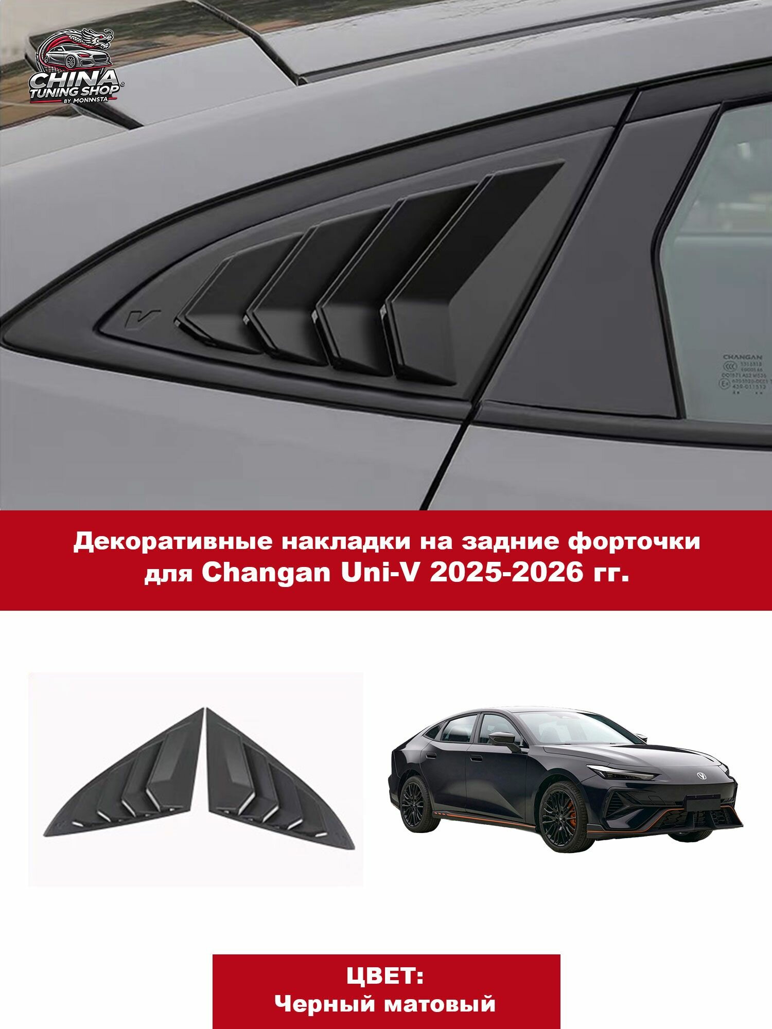 Декоративные накладки на задние форточки для Changan Uni-V