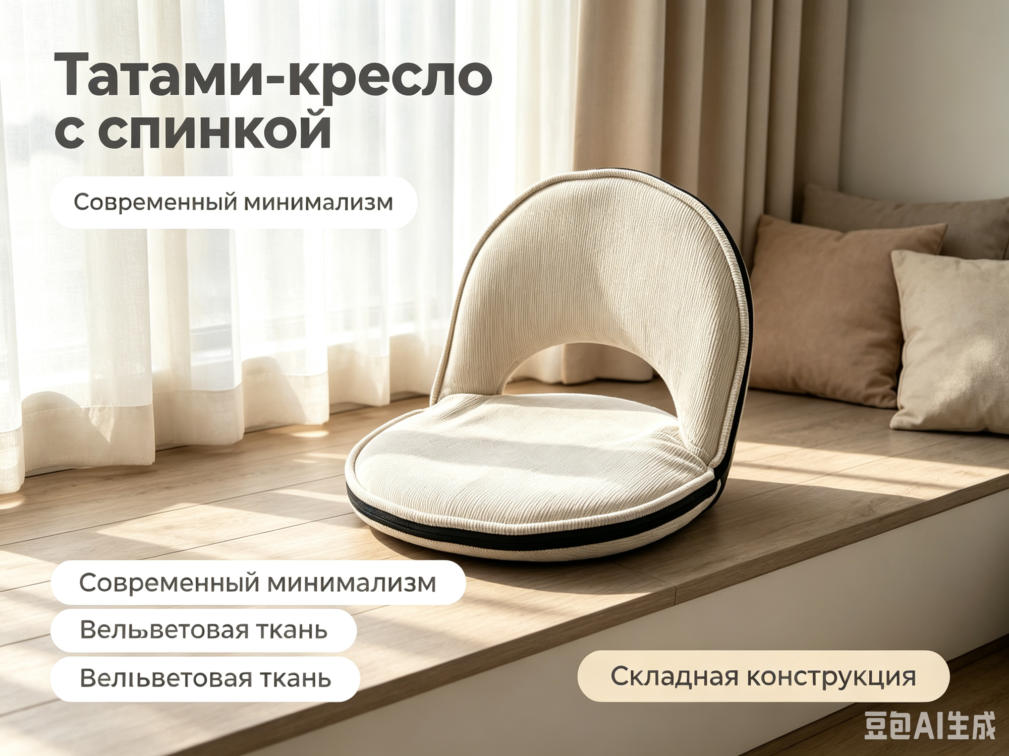 Современный минималистичный татами, стул со спинкой, складной, вельветовый материал