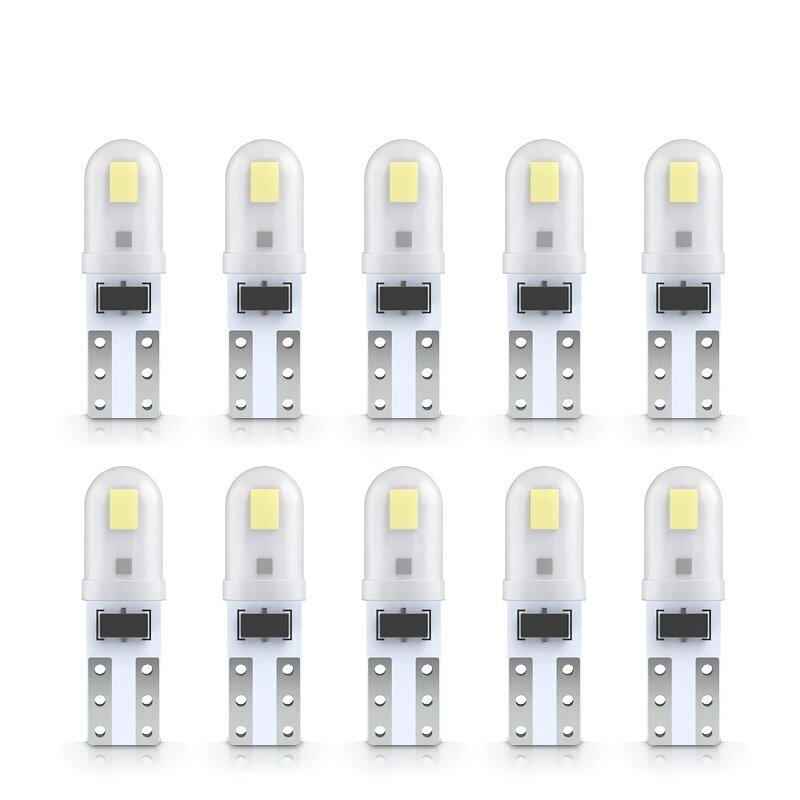 Комплект из 4 светодиодных ламп T5 3014 2SMD, 12В, универсальные клиновидные для приборной панели и габаритов, цвет: ледяной синий