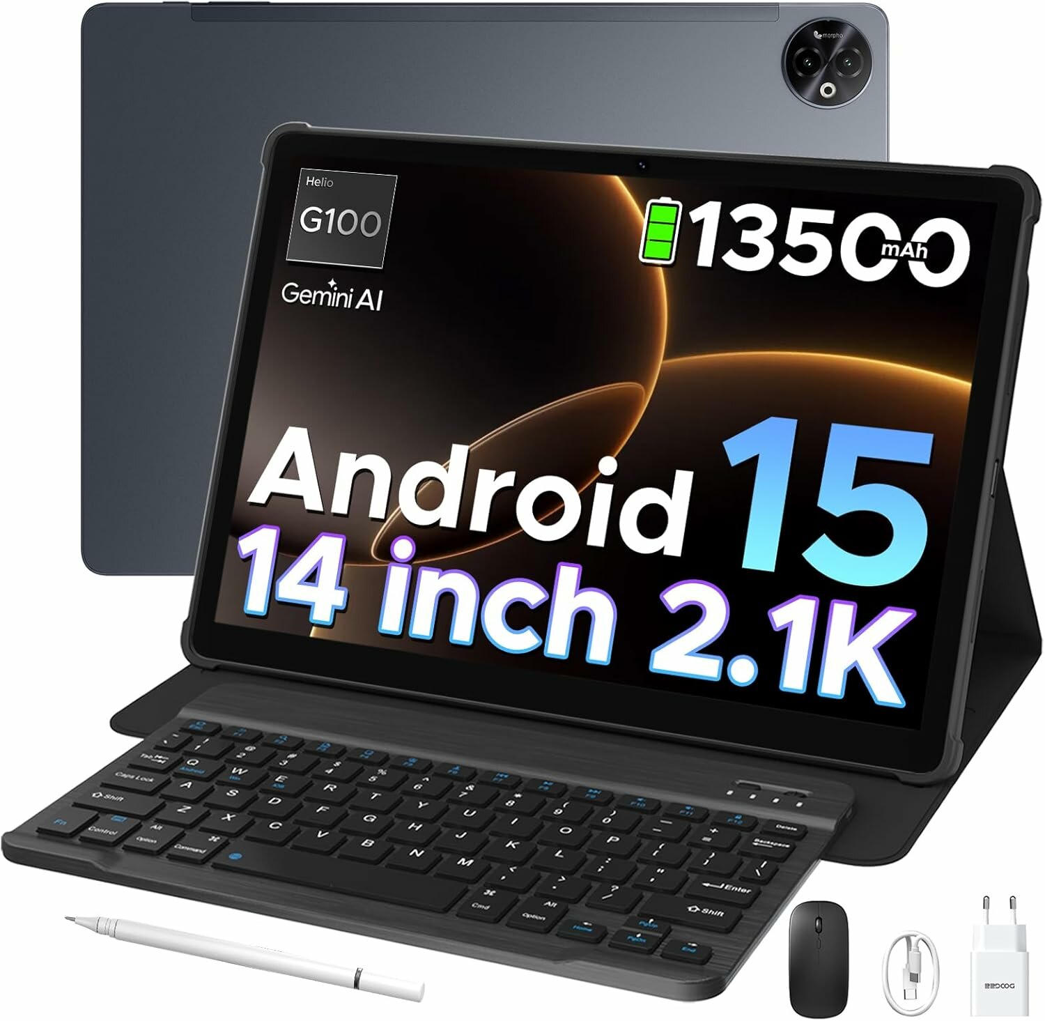 Планшет DOOGEE Tab E3 Max 14 дюймов с клавиатурой, 13500 мАч, 32 (8+24) ГБ 256 ГБ