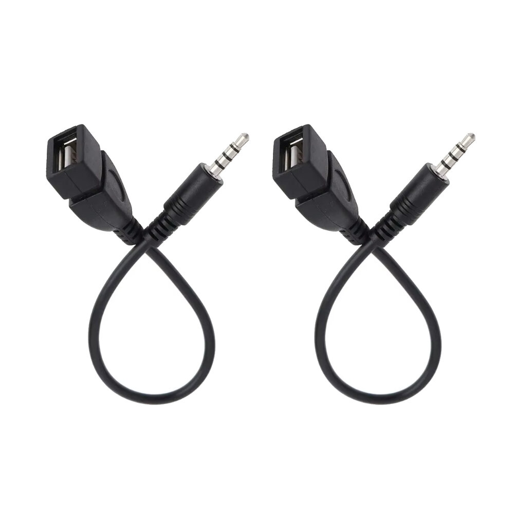 Кабель 3.5mm AUX - USB для автомобиля, 2 шт, черный