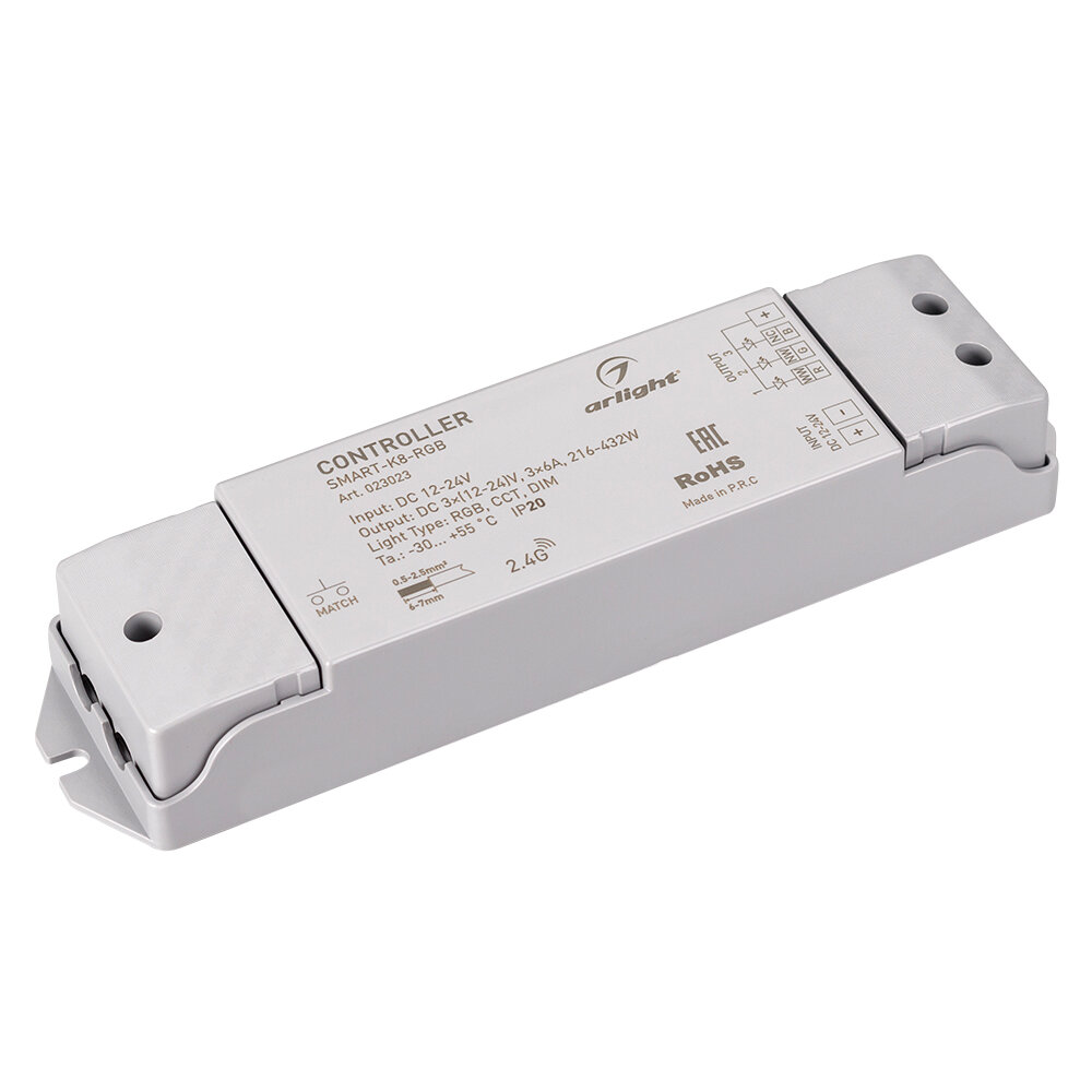 Контроллер SMART-K8-RGB (12-24V, 3x6A, 2.4G) (Arlight, IP20 Пластик, 5 лет) (023023)