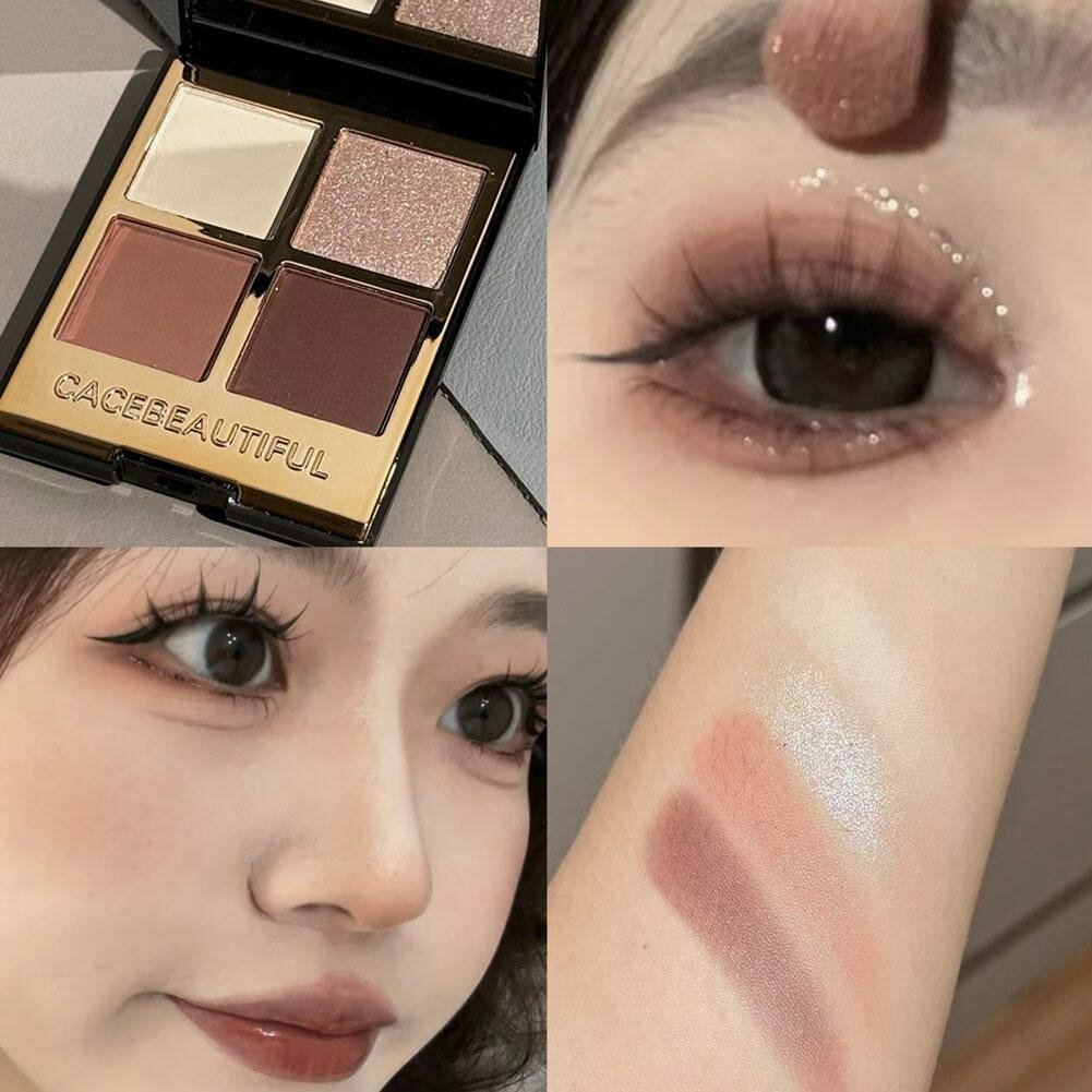Палитра теней для век CACE Black & Gold Quad Eyeshadow Palette - мерцающие тени землистых оттенков для повседневного макияжа.