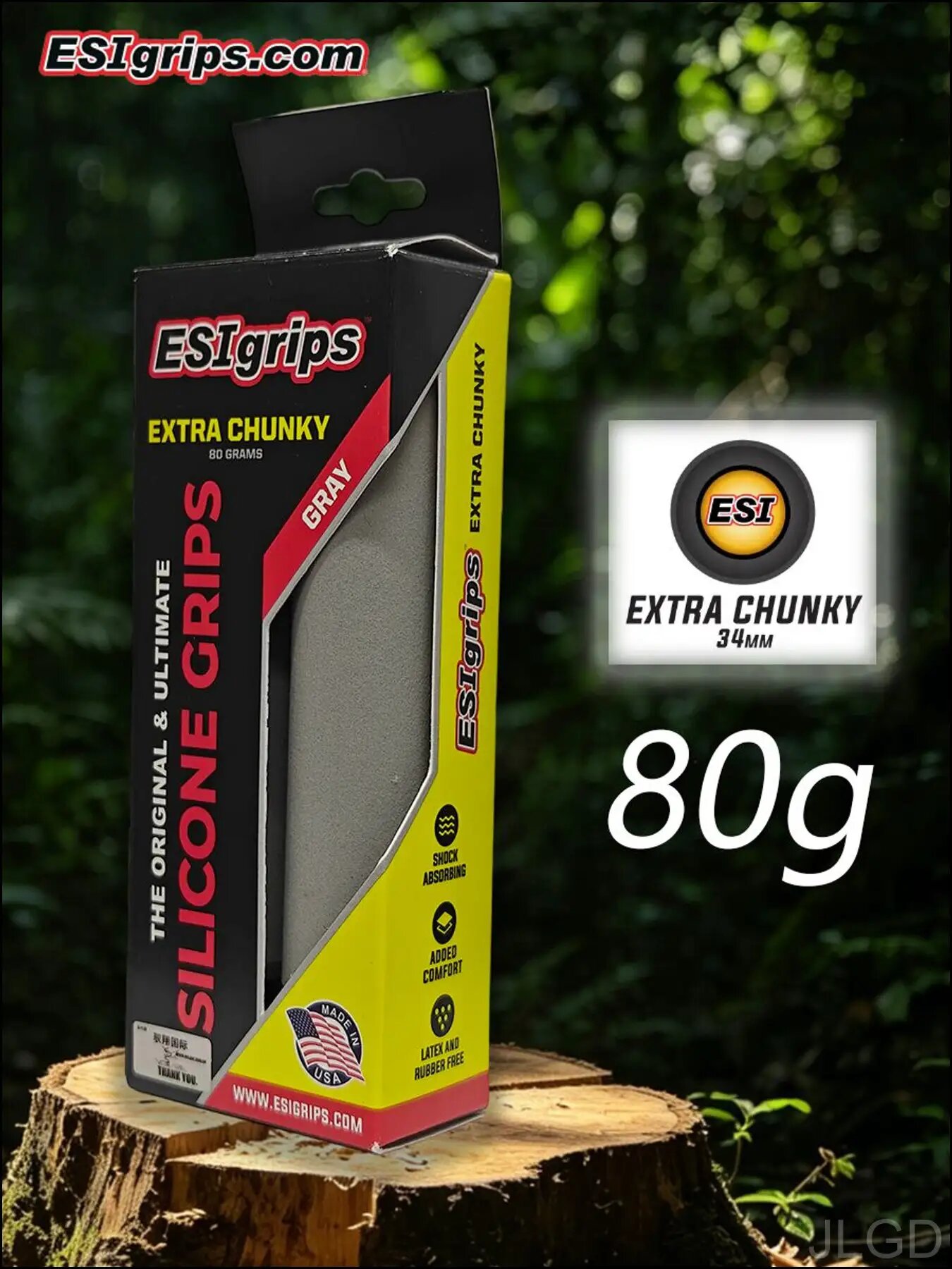 Премиальные силиконовые грипсы ESI Extra Chunky 80 г, серые, произведенные в США