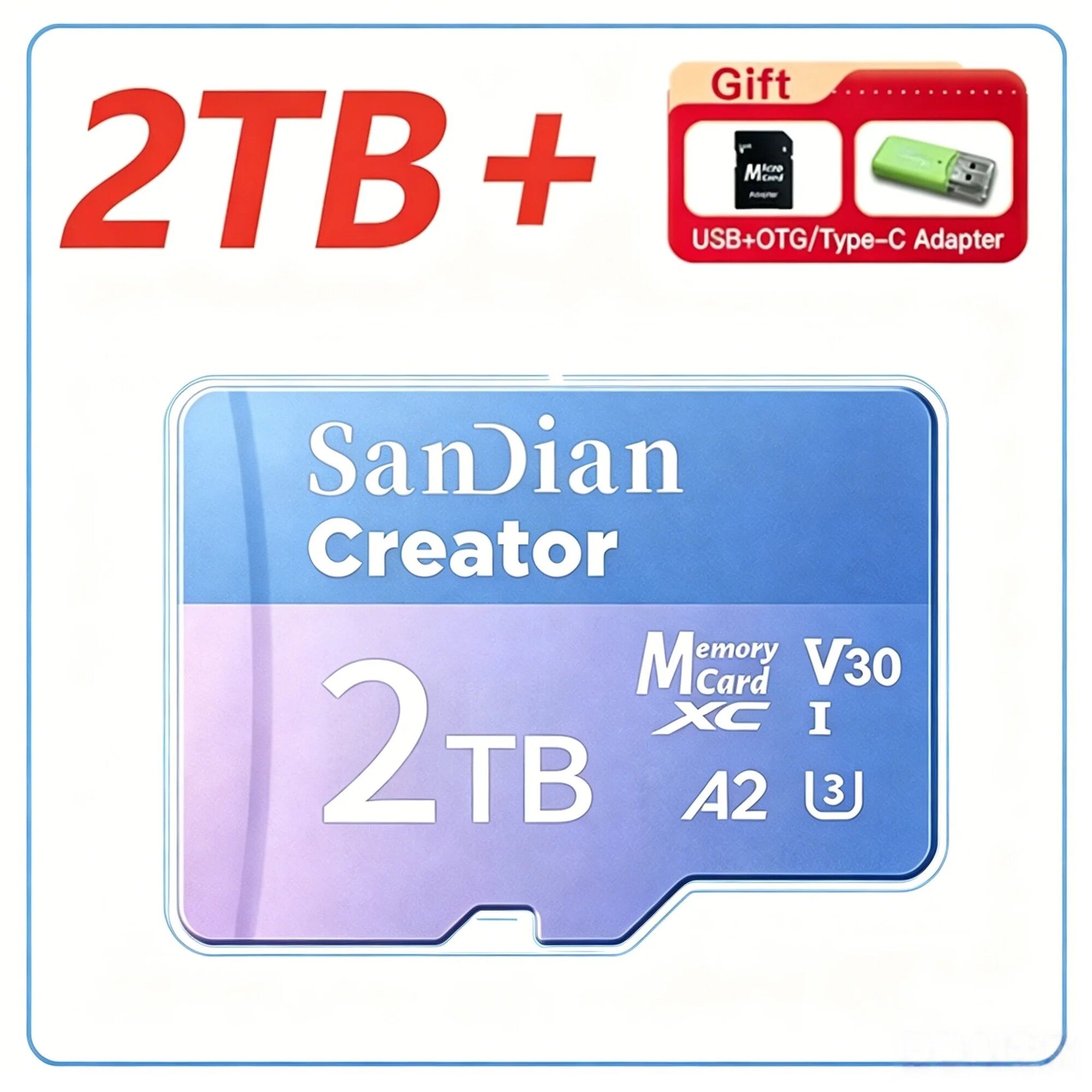OEM A5 High Speed Mini SD карта памяти 64 ГБ Class 10 для смартфонов Blue-2TB