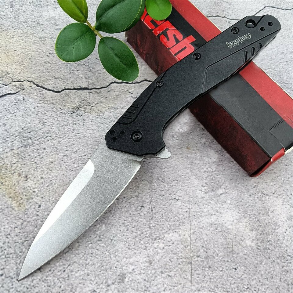 Складной нож Kershaw 1812BLK Dividend с ассистированным открыванием, клинок из стали D2, алюминиевая рукоять, замок Liner Lock, тактический охотничий карманный нож.