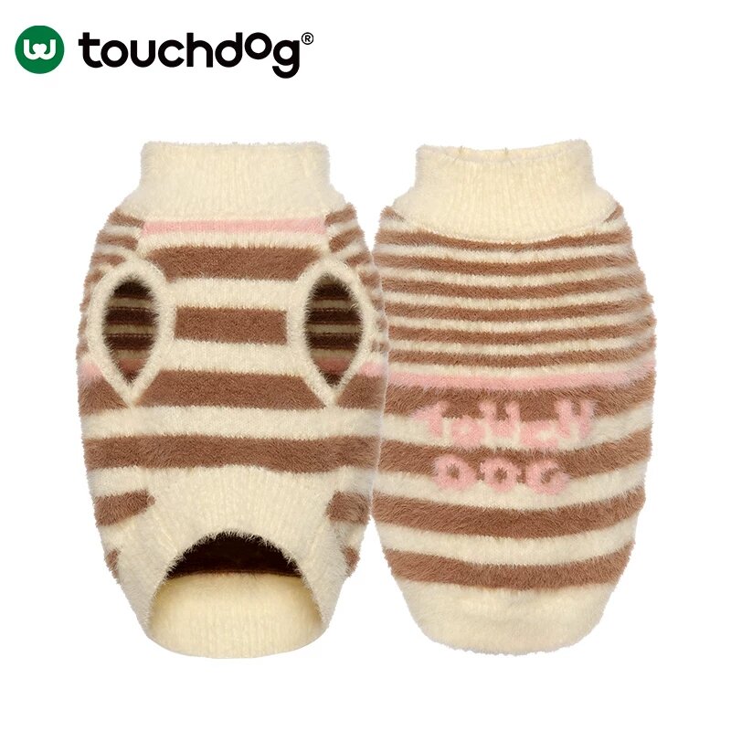 Свитер Touchdog для маленьких собак - узор Бежевый Закат, размер S (3-6 фунтов), зимняя теплота, 100% хлопок, идеально
