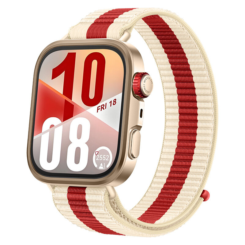Сменный, тканевый ремешок-браслет MyPads Di Tessuto для умных смарт-часов Huawei Watch Fit 4 Pro из прочного, плотного, качественного нейлона Бежев.