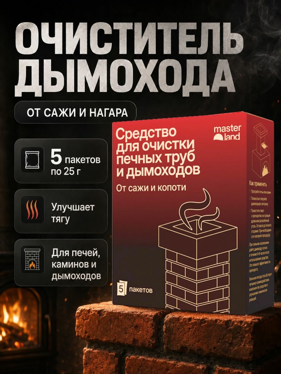 Средство для чистки дымохода от сажи и копоти, трубочист дымоходов печи, 125г.