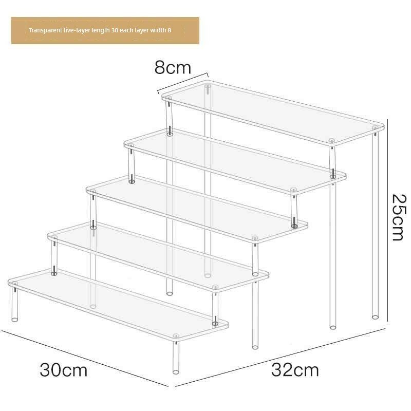 Акриловая стойка для украшений и косметики 5-ярусная, прозрачная, 30x32x25 см, столик для рабочего стола