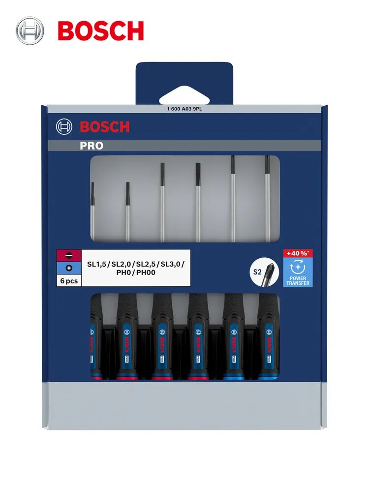 Прецизионные гибридные отвертки серии Bosch Pro 6 комплектов PH / SL