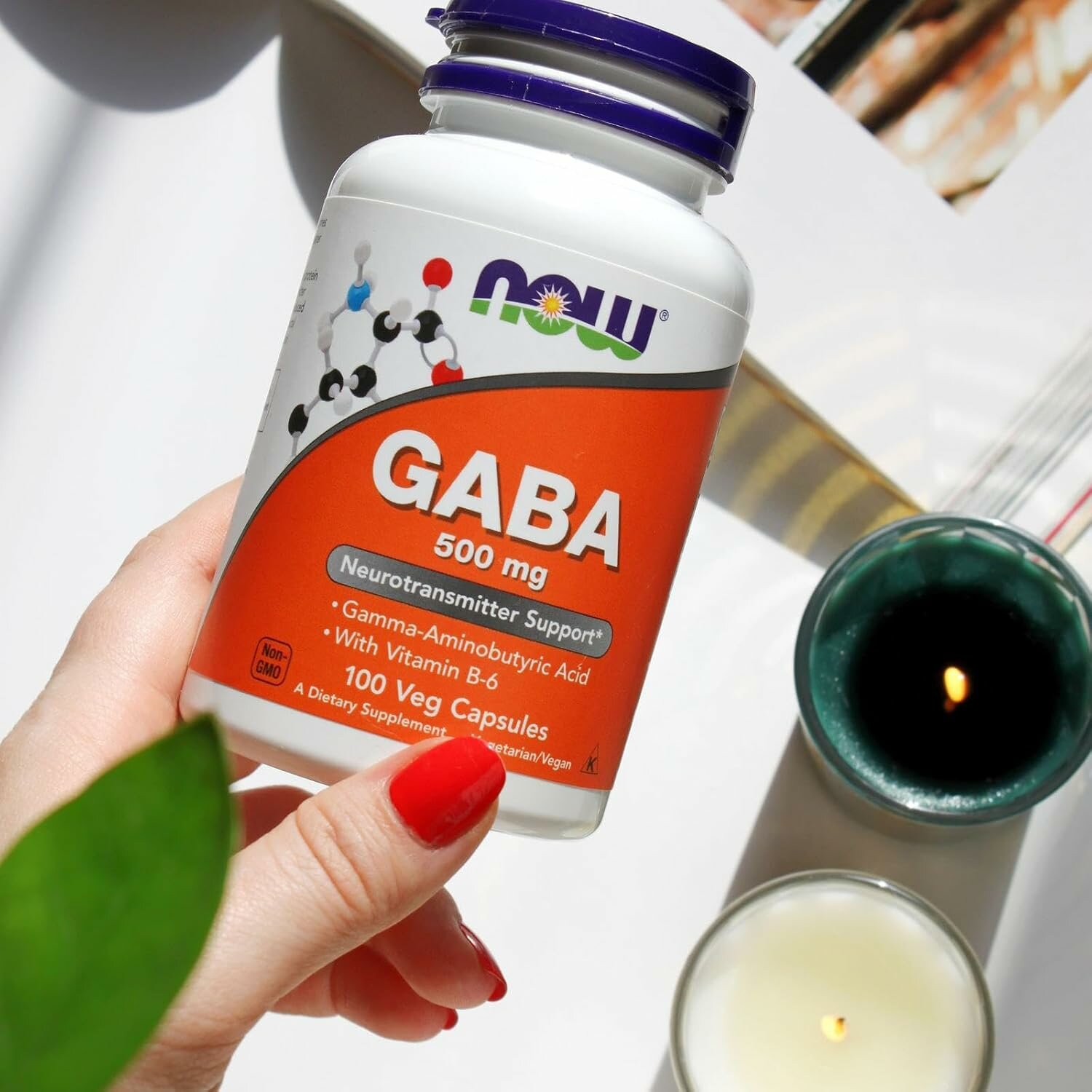 NOW Foods, GABA, гамк с витамином B6, 500 мг, 100 вегетарианских капсул
