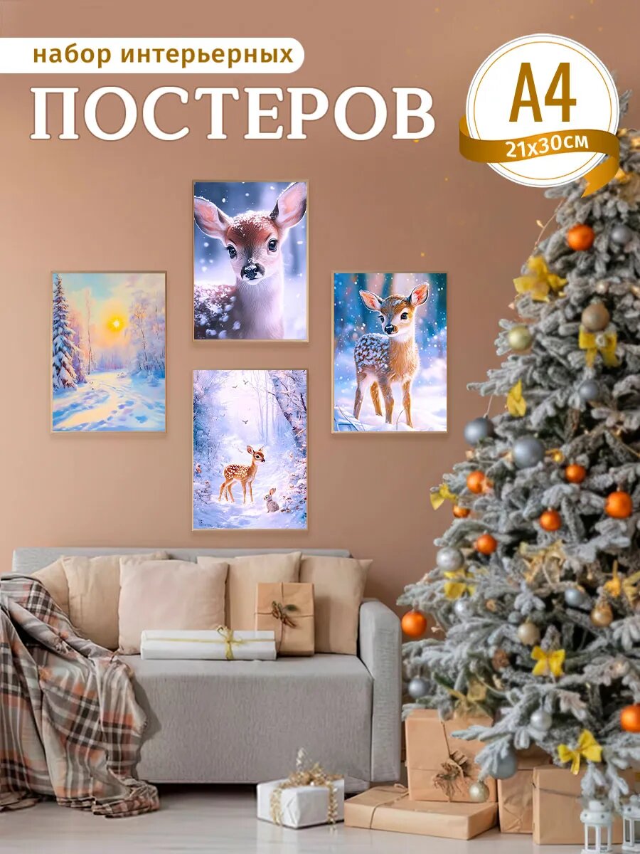 Новогодние постеры 21х30, А4