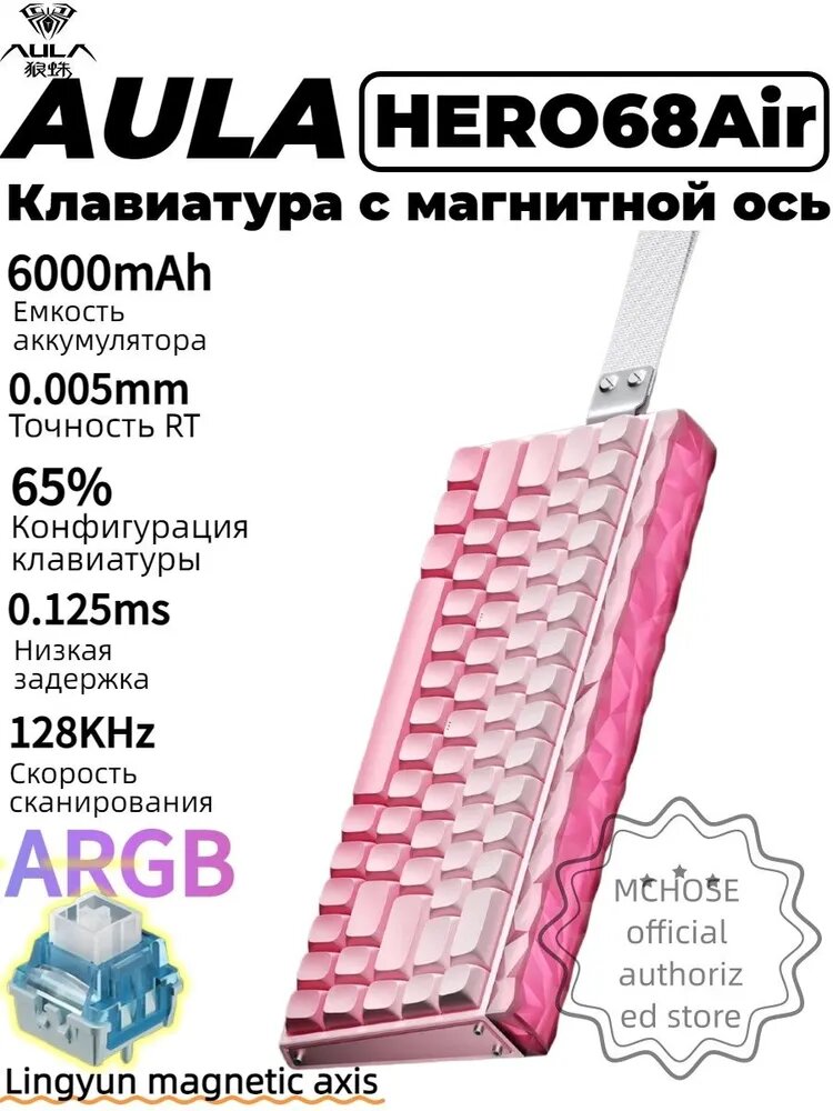 AULA клавиатура Клавиатура беспроводная , Английская раскладка, светло-розовый