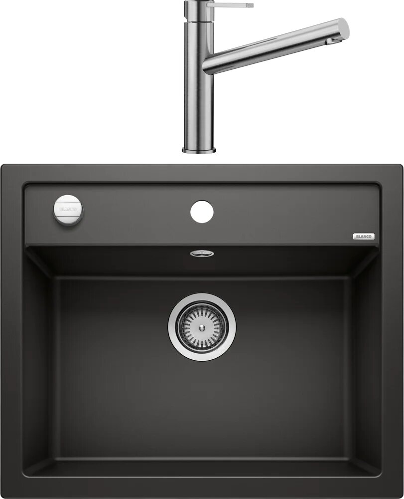 Комплект Мойка Blanco Dalago 6 61x51, черная, искусственный гранит / Смеситель Ambis Ambis 523118 сталь