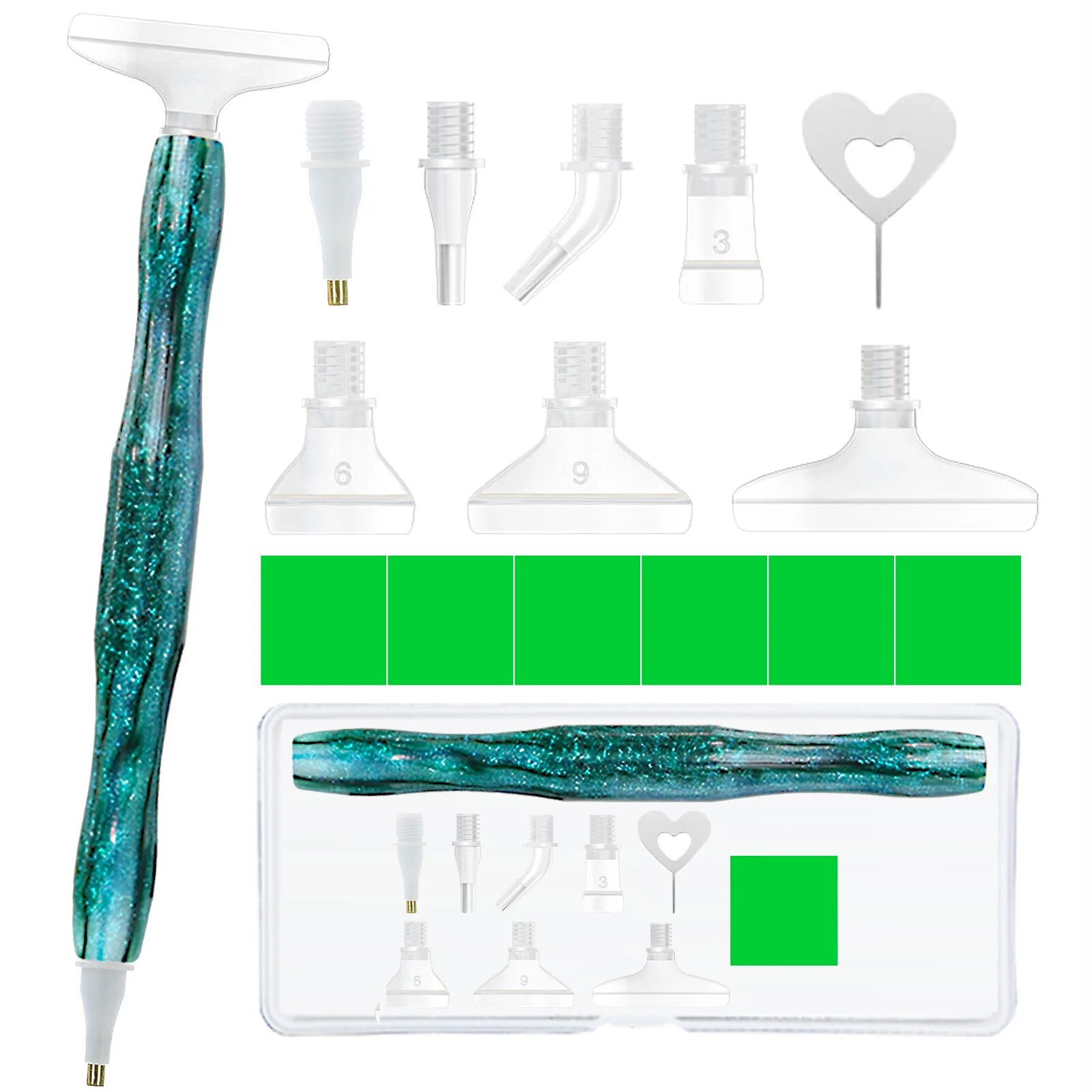 Набор ручек для алмазной живописи из пластика 16 шт. B Green 7Plastic Tip