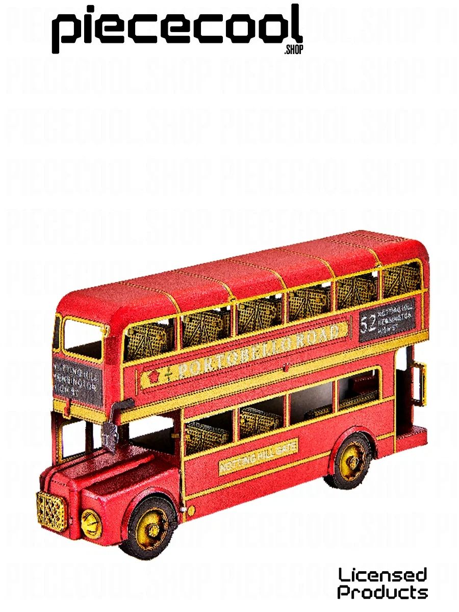 Конструктор 3д Металлический Double-Decker Bus B020-RG (магнит на холодильник)