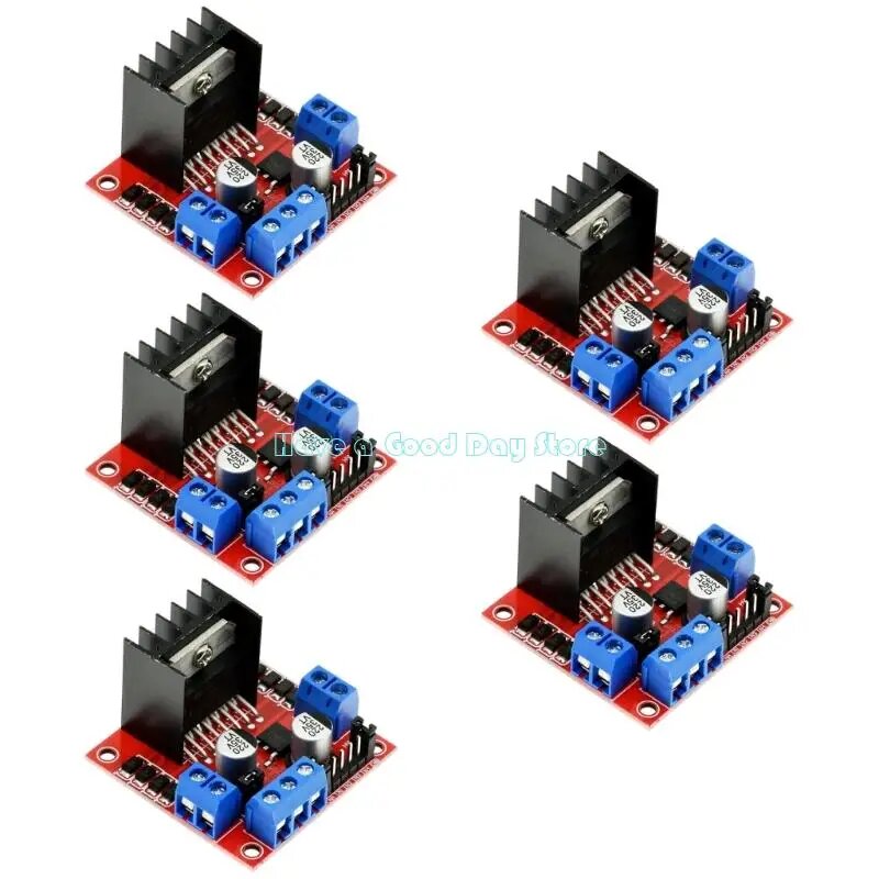 Модуль драйвера двигателя L298N для двух двигателей Красный, 5 pack