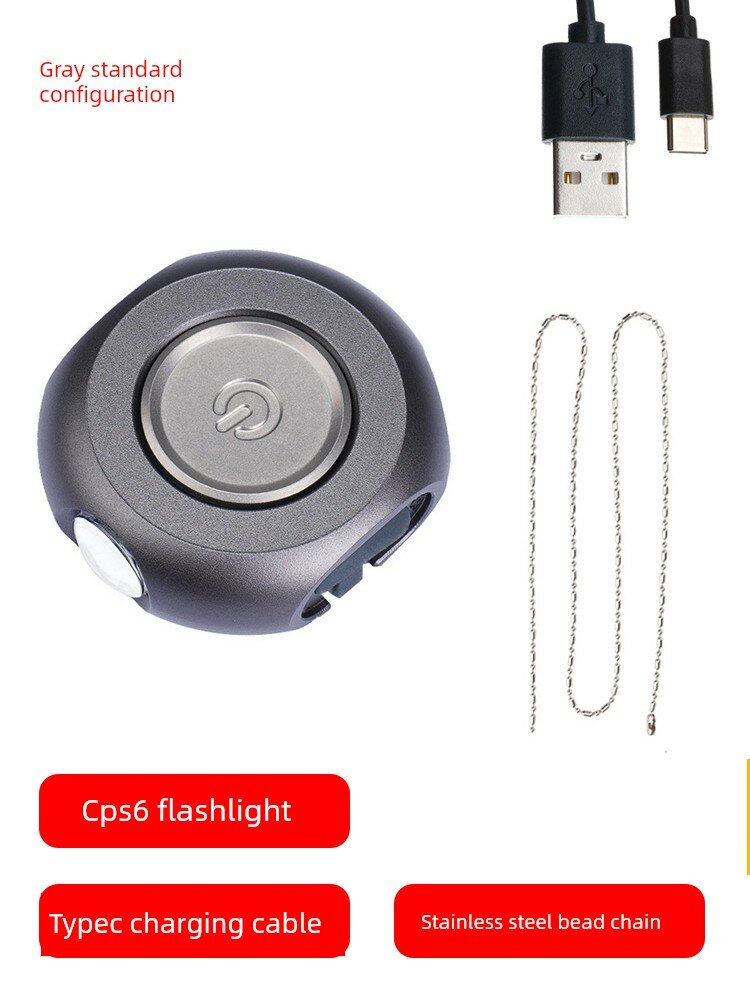 Фонарик миниатюрный CooYoo CPS6, алюминиевый, USB-зарядка, EDC, серый стандартный для повседневного и уличного