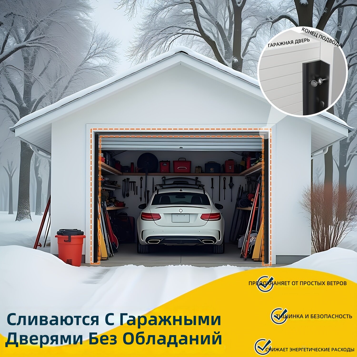 Набор уплотнителей для гаражных ворот, самоклеящийся, комплект верхних, боковых и нижних уплотнителей с винтами и гайками, длина 3 м, черный