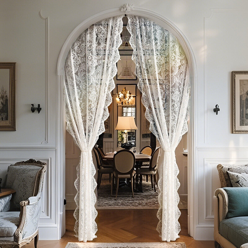 Тюль для окон и балконной двери, кружевной с узором пейсли, 1 шт, белый, 100×100 см