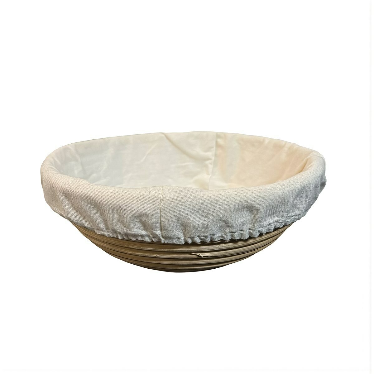 Корзина для расстойки хлеба из ротанга овальная с тканевым чехлом для домашней выпечки теста хлебопечения кухонная принадлежность, Белый круглый 23*8,5 см с тканевым чехлом