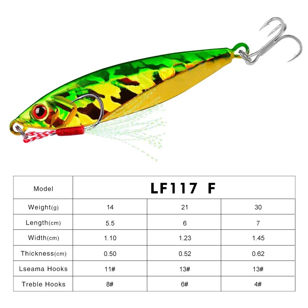Металлические джиг-приманки PRO BEROS Slow Jig 14г 21г 30г 14g-5.5cm, colorF with hook