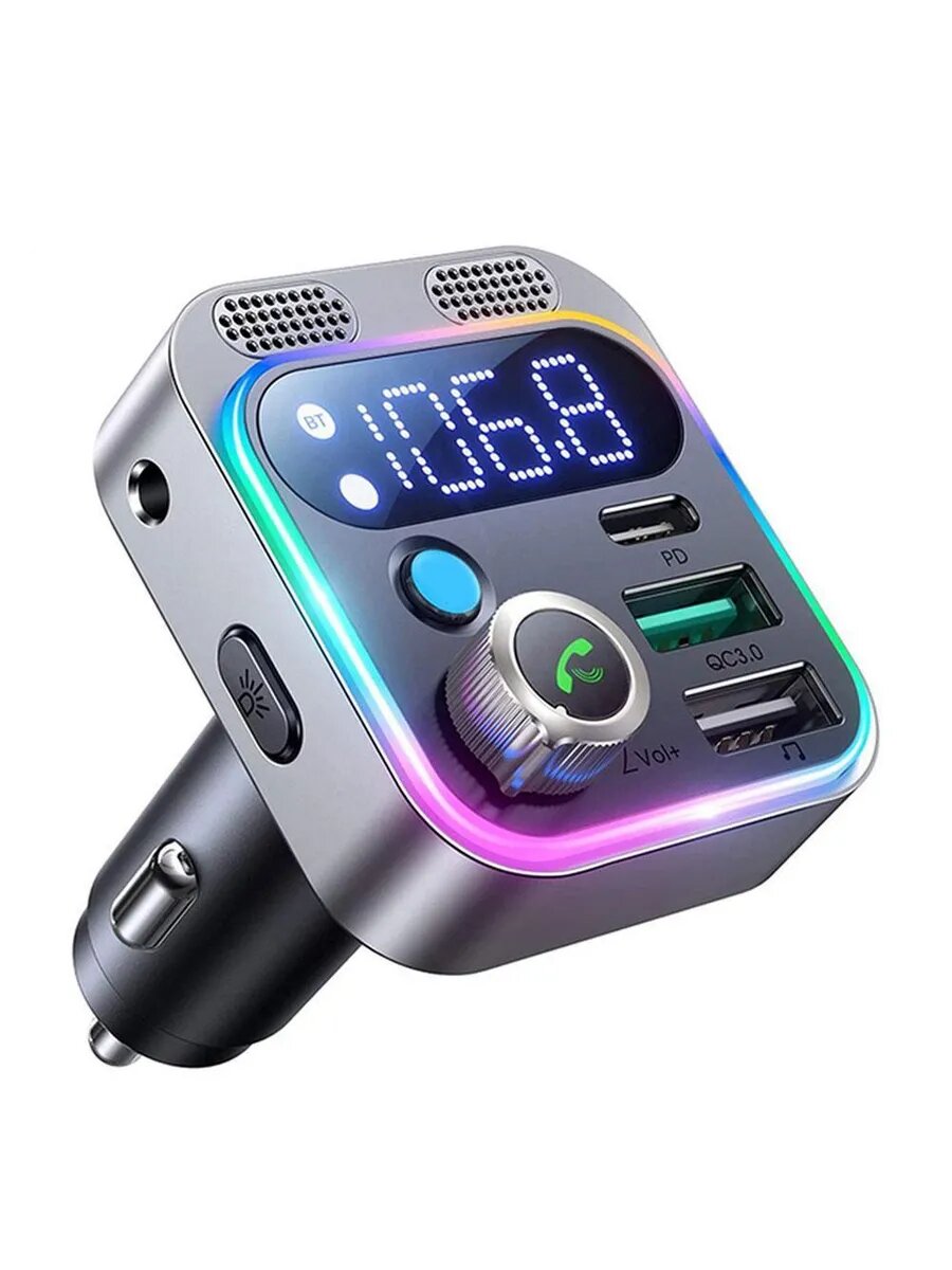 Bluetooth FM-передатчик для машины, 2 микрофона, PD&QC3.0
