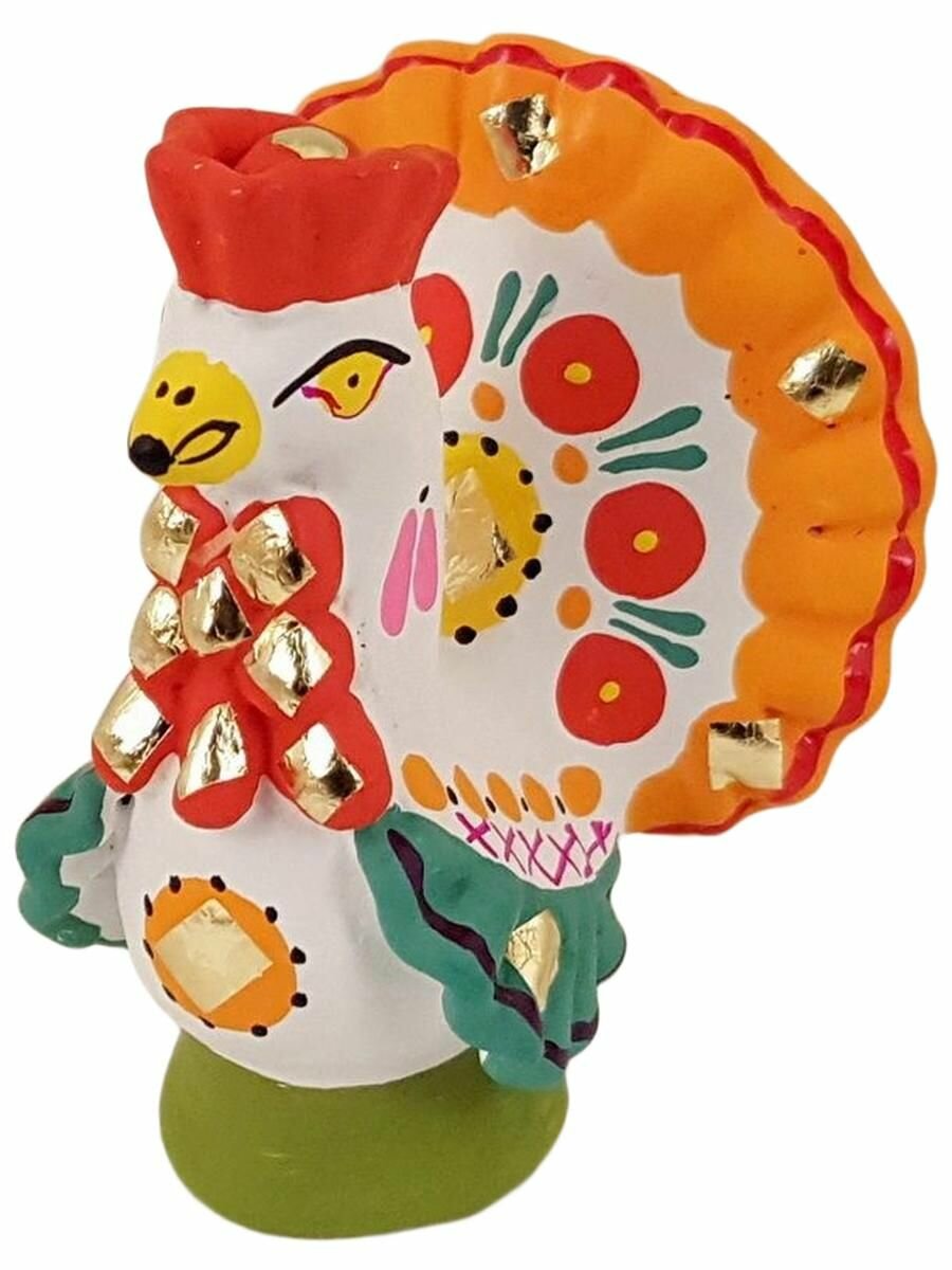 Индюк на ступке №1(2), Дымковская глиняная игрушка, ручная авторская работа