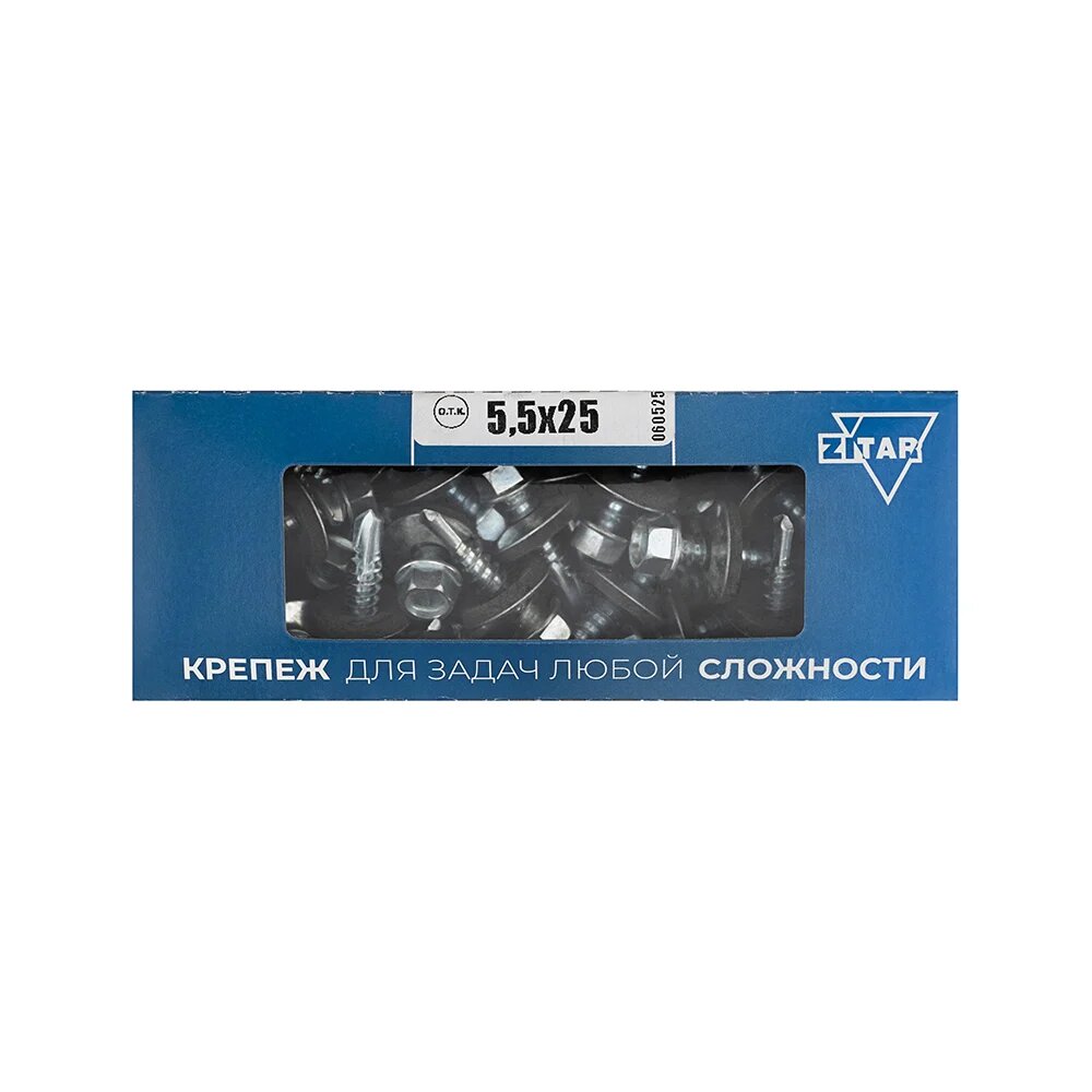 Кровельный саморез Tech-Krep КР ZP сверло 5,5х25 60 шт, коробка с окном — фото 1