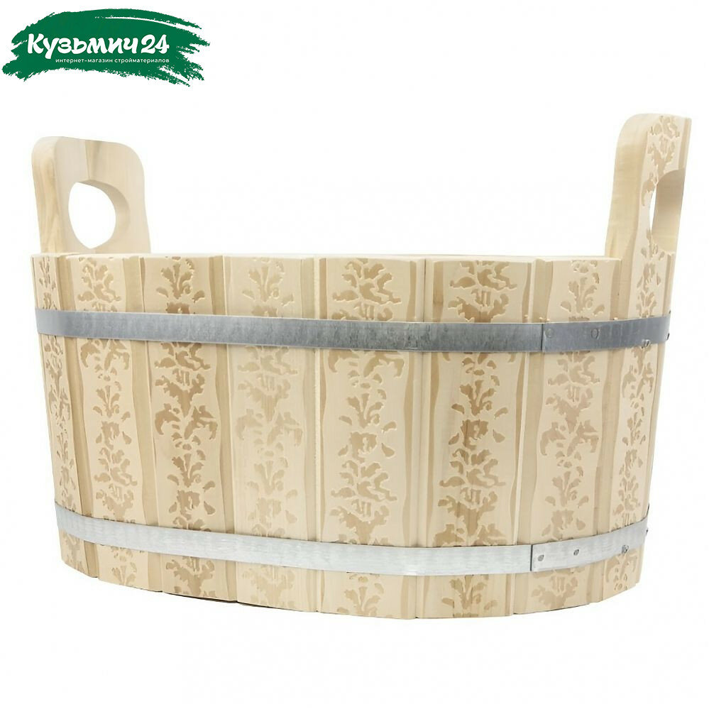 Ушат для бани и сауны Банная линия 12-709, объем 30 л, Липа, овальный, дерево