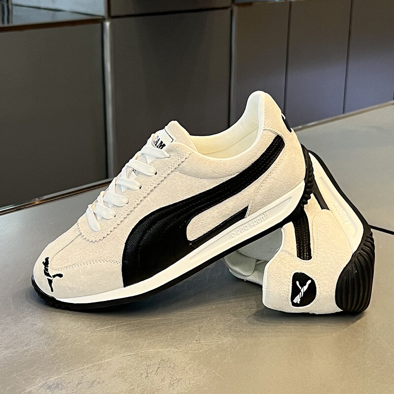 MOOCIE Мужские осенне-зимние кроссовки в новом стиле, черно-белые, спортивные, повседневные, в корейском стиле, универсальные низкие кроссовки. EU:39