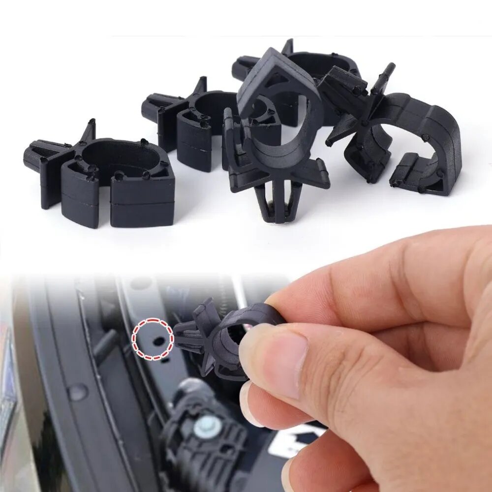 Клипса крепежная автомобильная для проводки, 20 шт. Пластик, черные