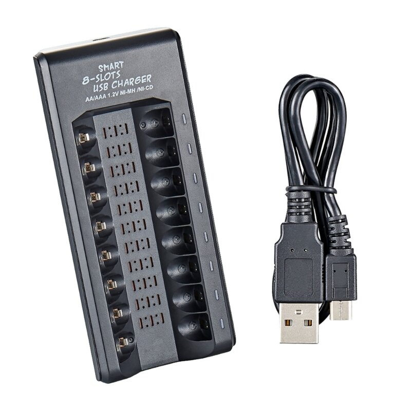 8-Слотное USB-Зарядное Устройство DC5V Портативная Зарядная Станция Для Аккумуляторных Батарей AA/ Triple A С Независимыми Слотами Для зарядки