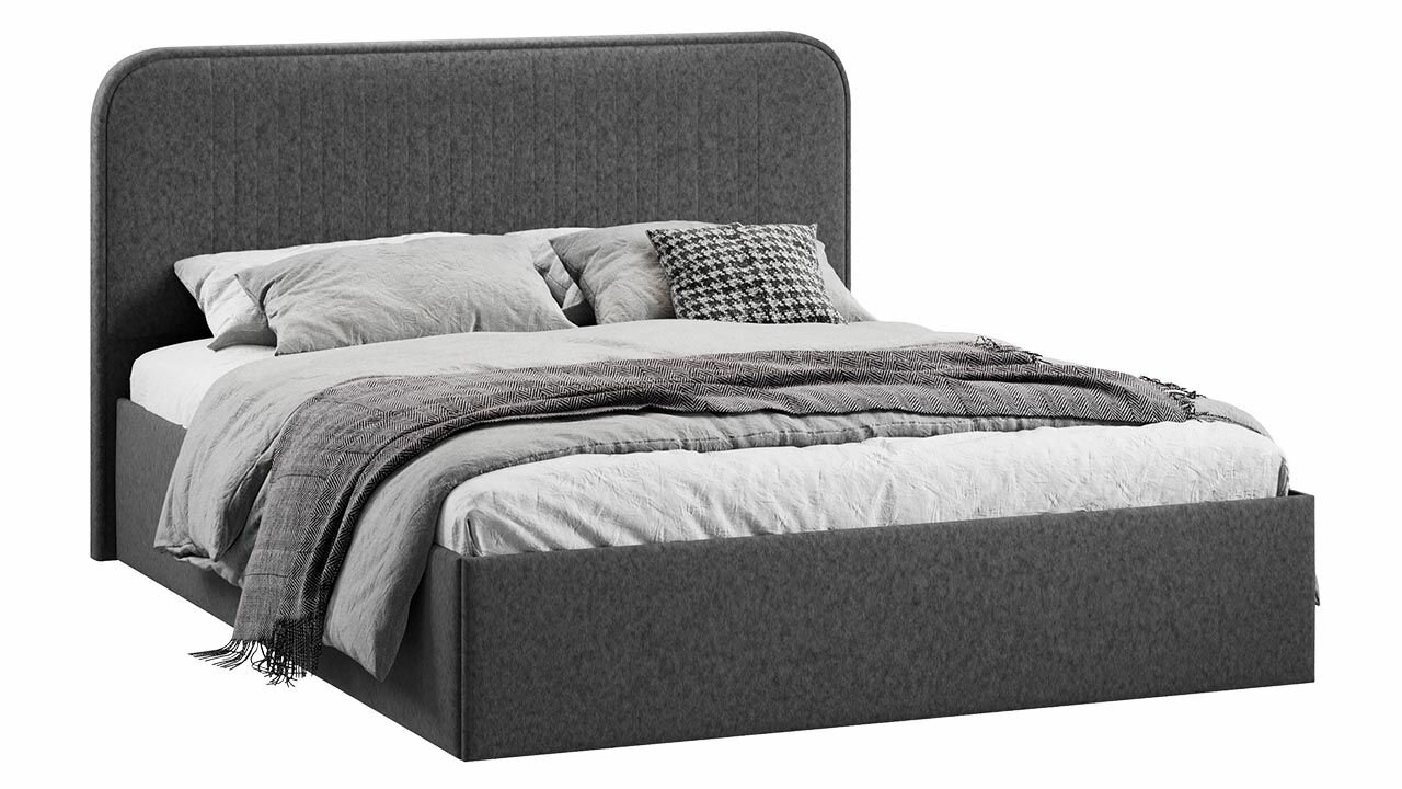 Кровать с ПМ Тиффани Тип 1 с заглушиной Микровелюр Jercy Graphite