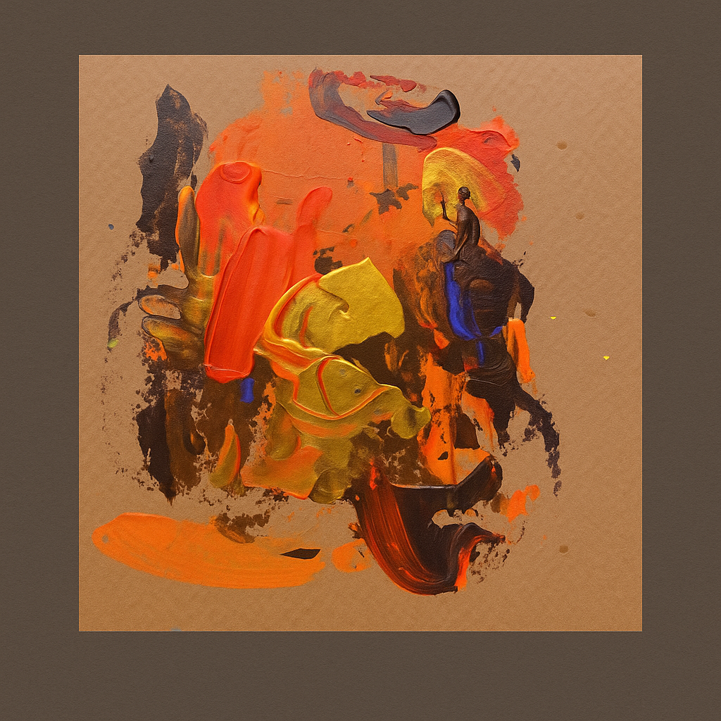 Арт-открытка Ника/Marion "Танец огня" 2025, авторская работа, акрил, картон