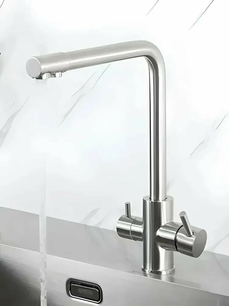 Смеситель для кухни с двойным изливом и фильтром