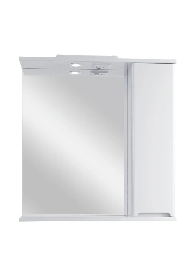 Зеркало SanStar Адель 70 со светодиодной подсветкой, с полкой, со шкафчиком, 70, 4 см, с розеткой, белое