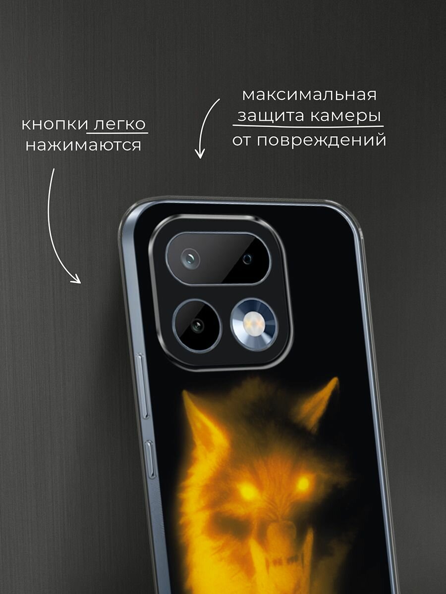 Чехол на Realme 16 Pro / Реалме 16 Про с принтом Огненные глаза волка — фото 1