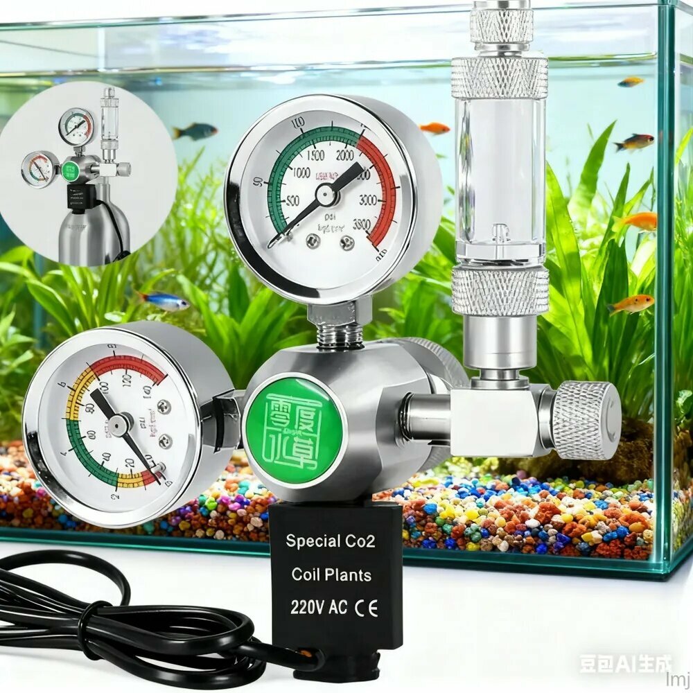 Редуктор CO2 для аквариума: набор для систем со2 без баллона с электромагнитным клапаном