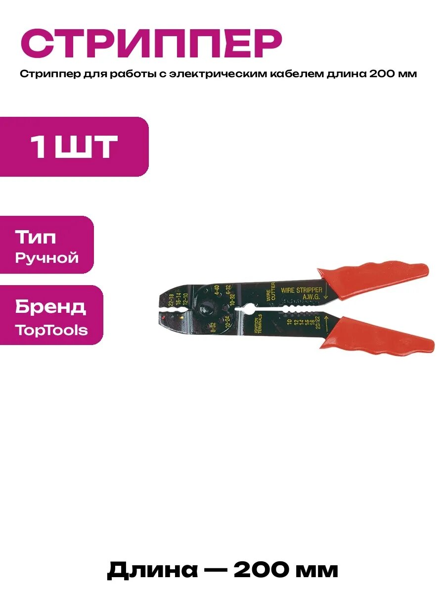 Стриппер для электромонтажа ручной для резки проводов 200 мм
