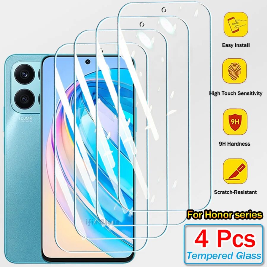 2/4 шт. закаленное стекло для Huawei Honor 90 70 Lite X8b X7b X6b X9 X8 X7 X6 4Pcs Glass, Honor X6b