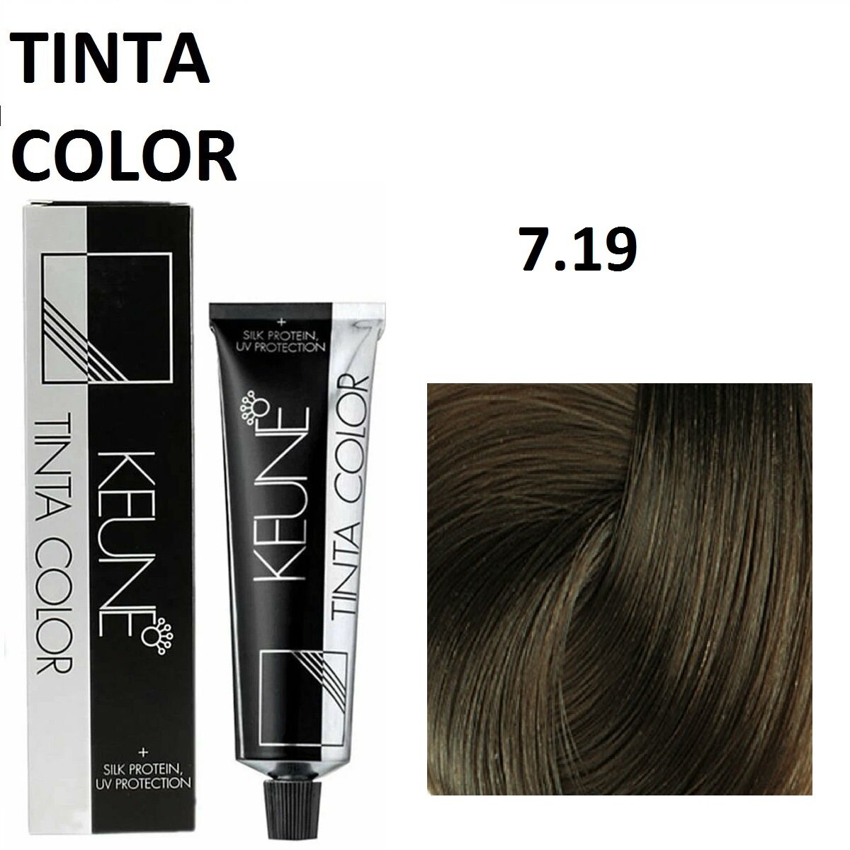 Keune Tinta Color 7.19 Перманентный краситель - Стойка краска для волос Средний Матовый Блонд 60 мл
